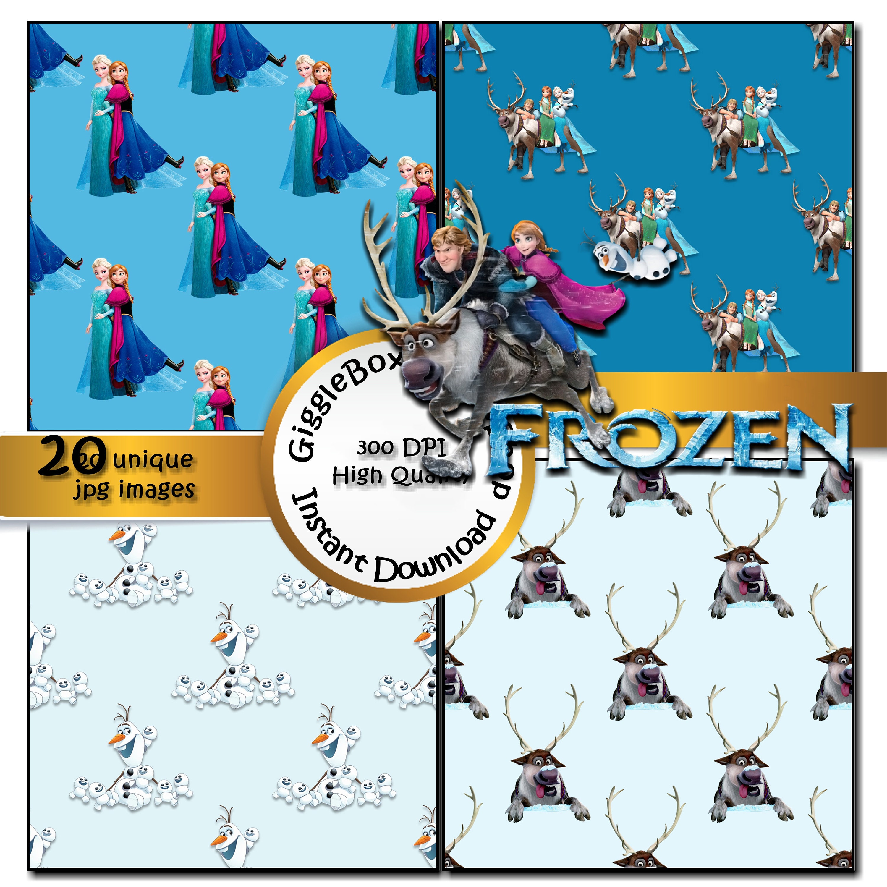 Frozen Seamless Party Printable Stationary Card Making | Etsy