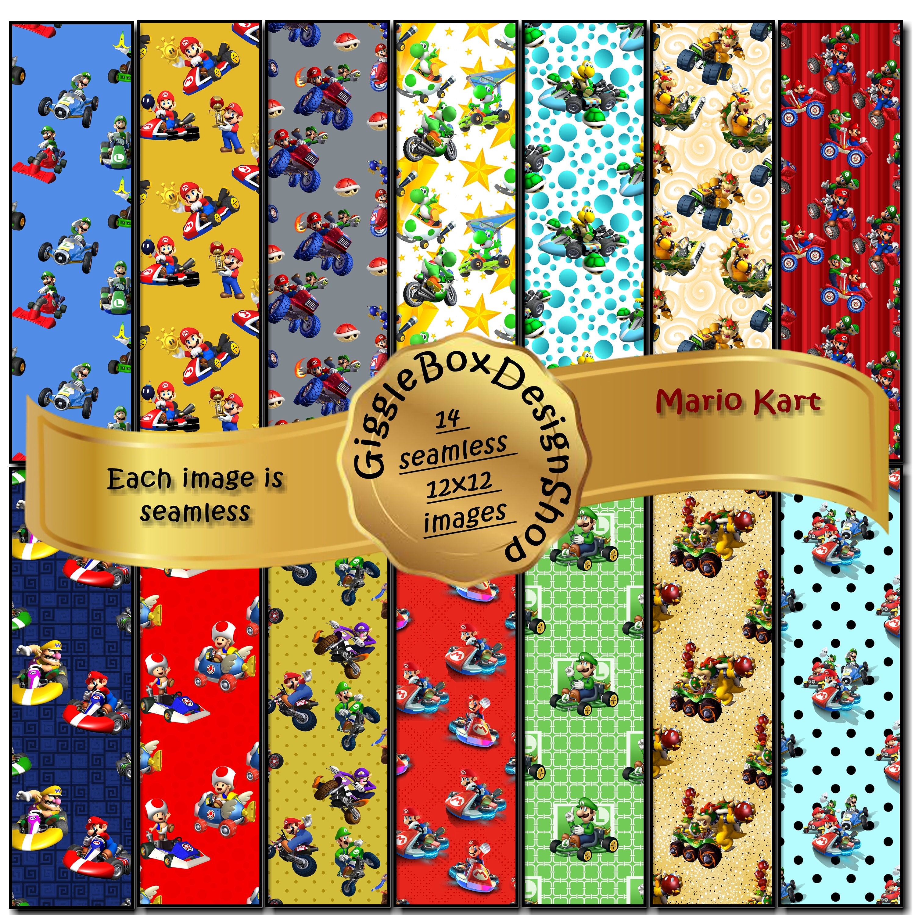 Mario Kart Seamless Design Formatted for 12 X 12 by | Etsy