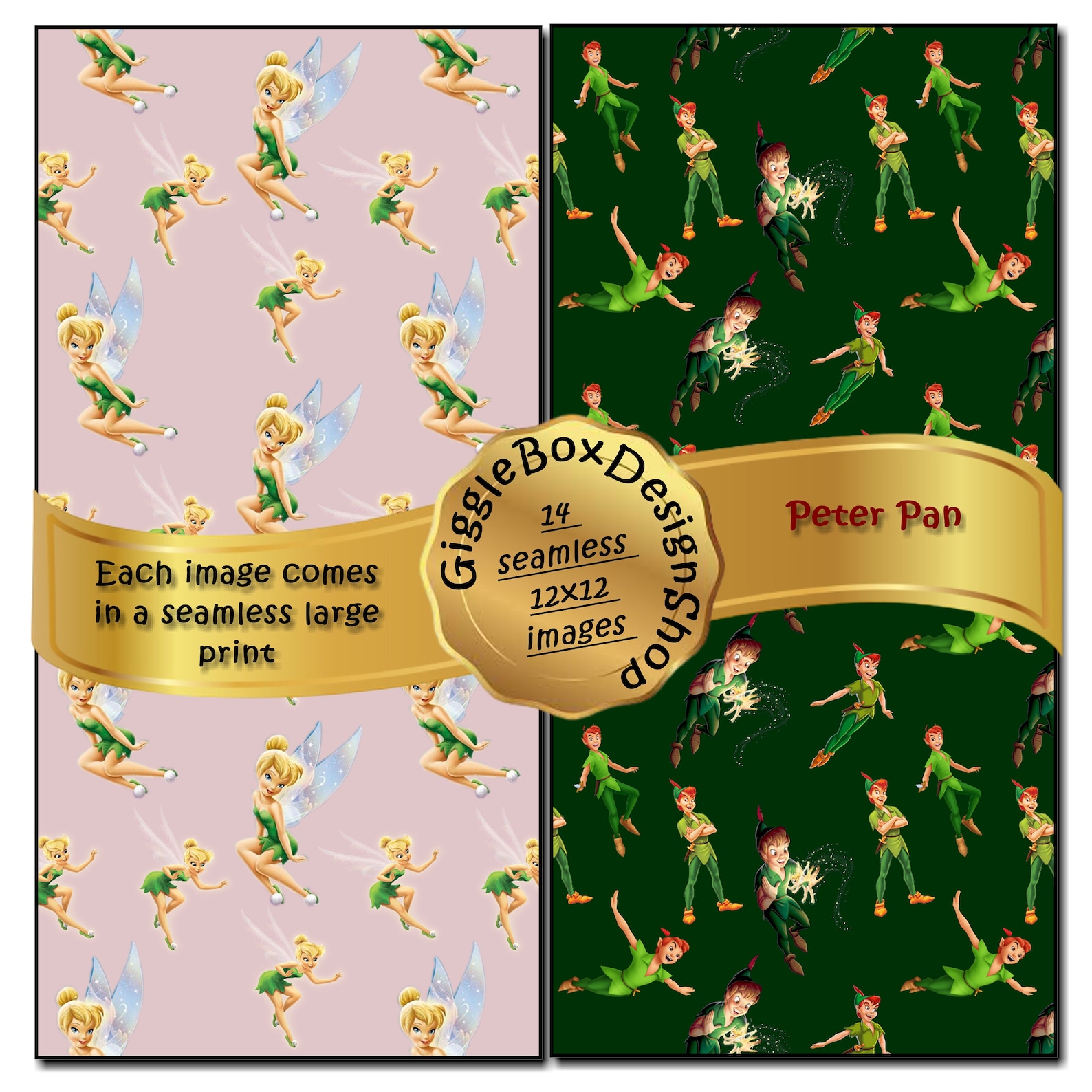 Peter Pan Seamless Party Printable Stationary Card Making - Etsy