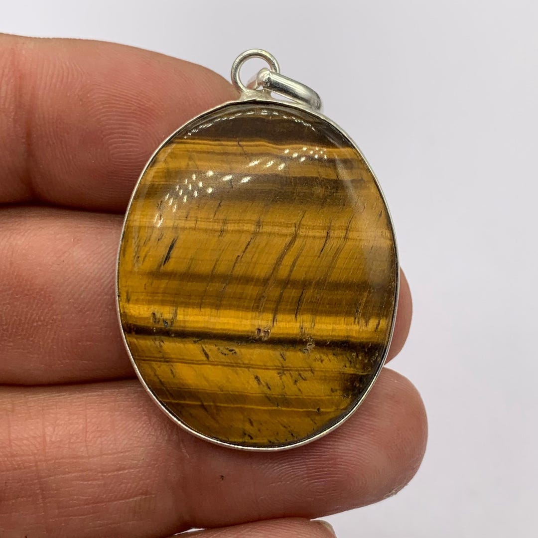Tiger Eye Pendent, Natural Tiger Eye Gemstone Handmade Jewelry .925 ...