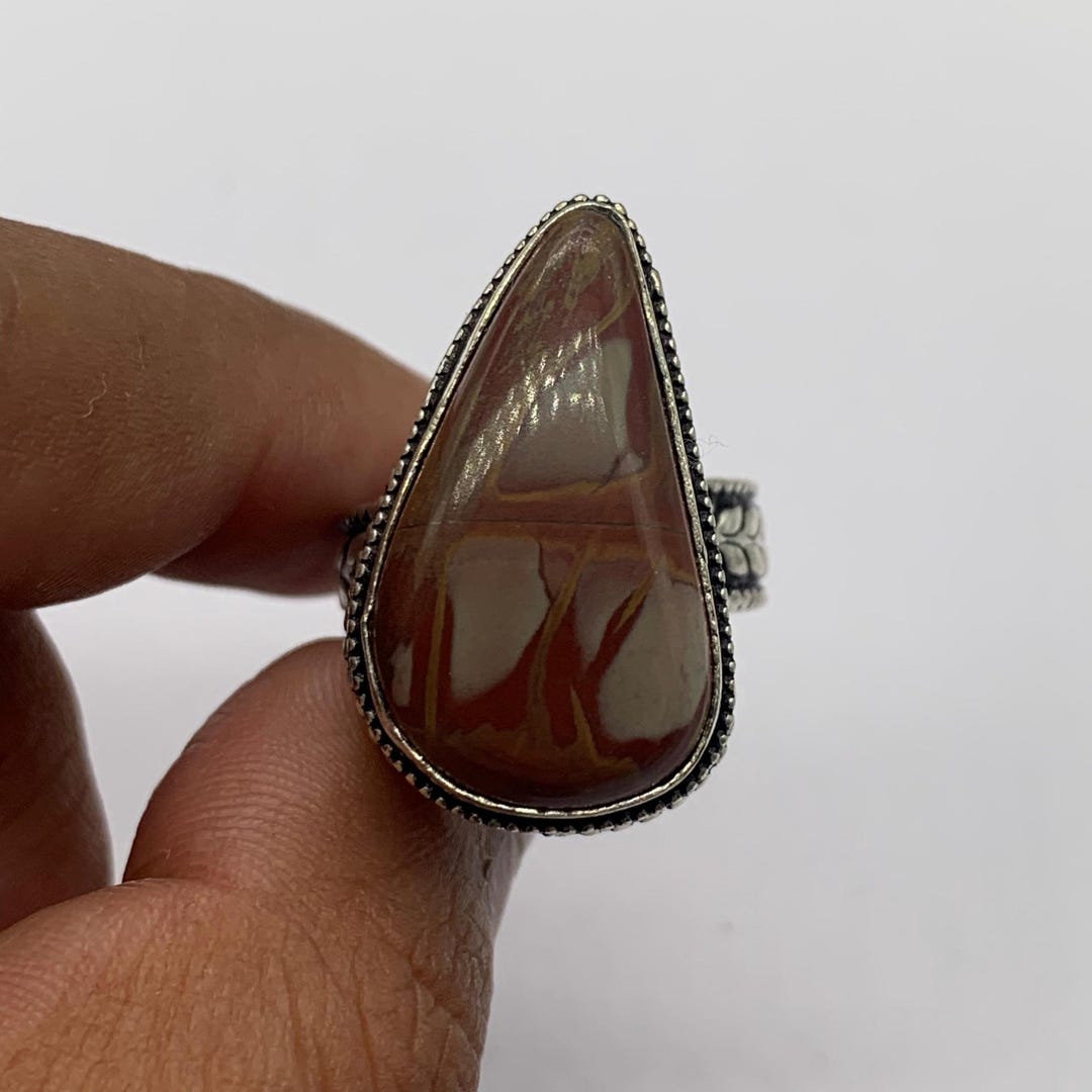 Maryam Jasper Ring: Handmade .925 Sterling Silver, Size 7.5 - Etsy