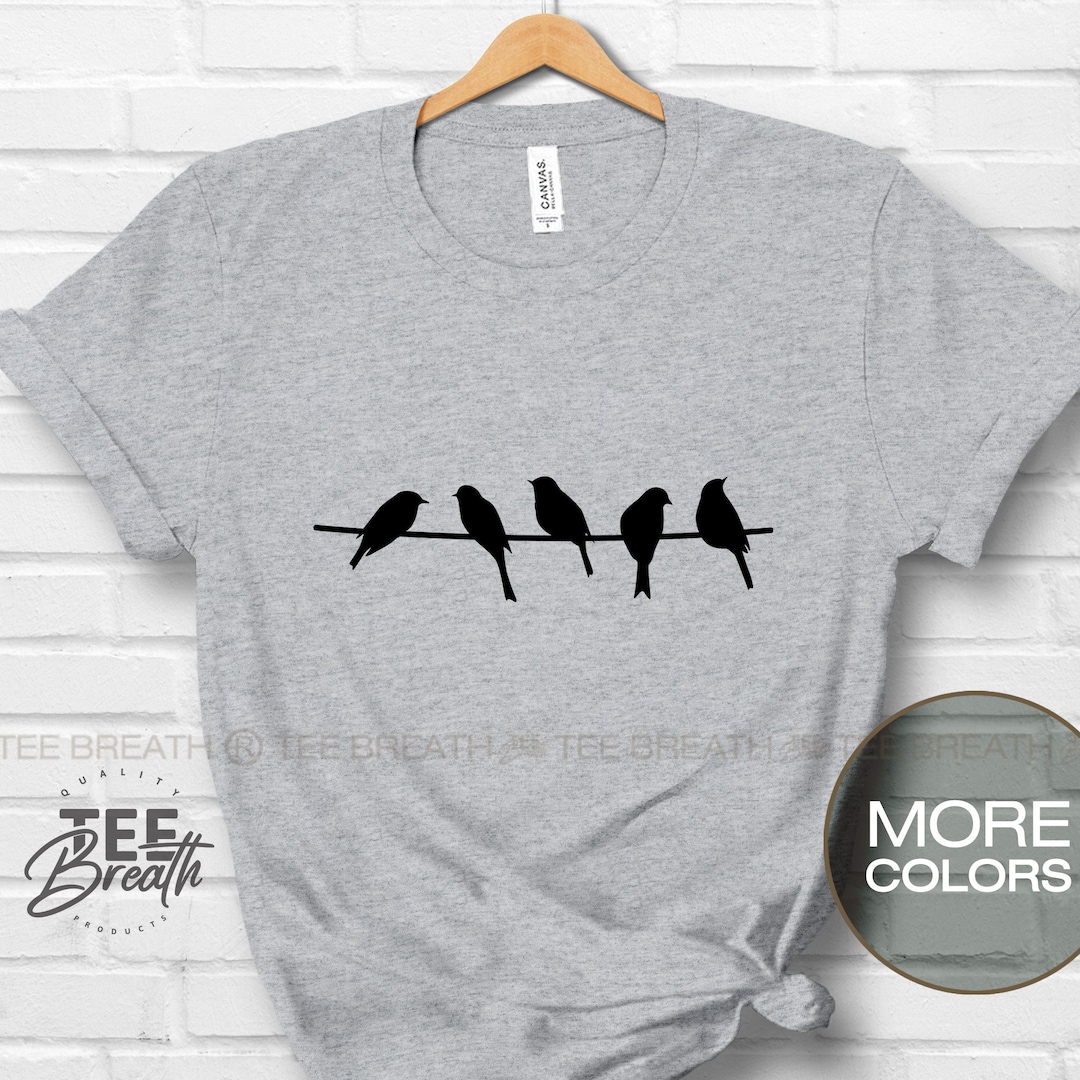 Birds T-shirt, Birds on a Wire, Nature Shirt, Animal, Graphic Women ...