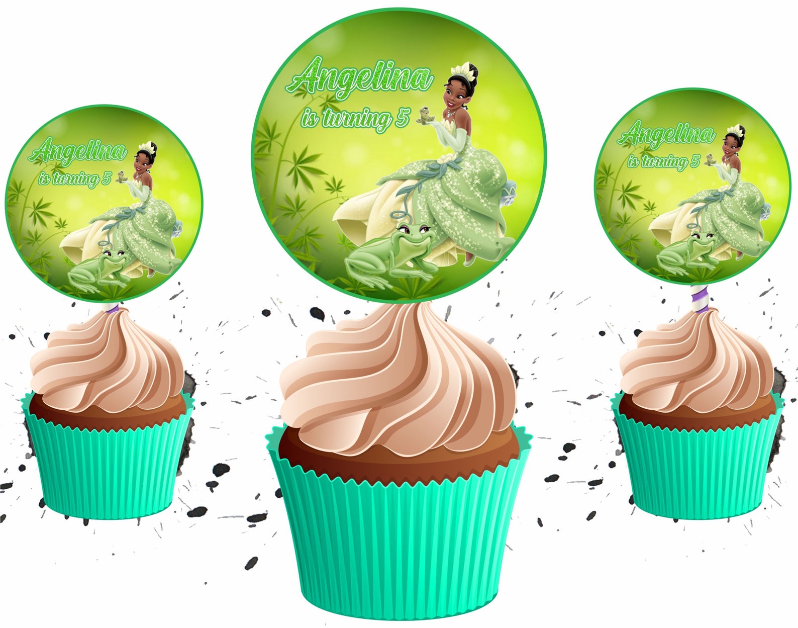 Princess Tiana Cupcake Toppers - Princess Tiana Birthday Party ...