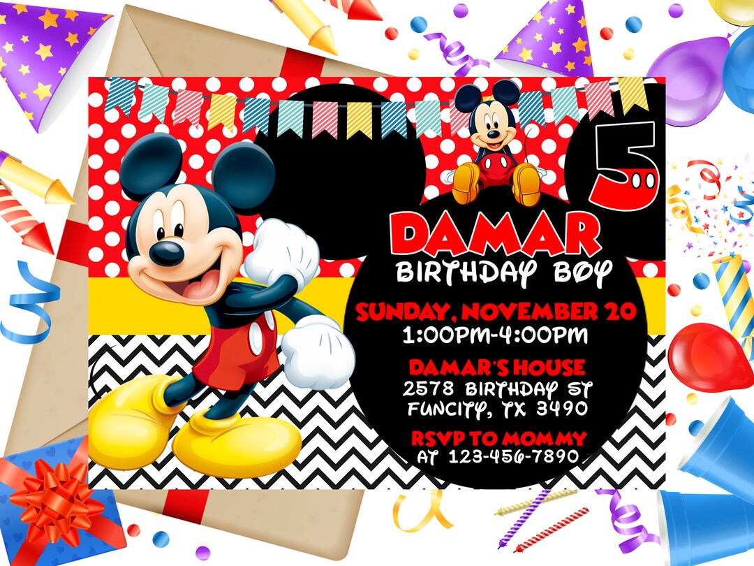 Mickey Mouse Invitation - Mickey Mouse Invite - Mickey Mouse Birthday ...