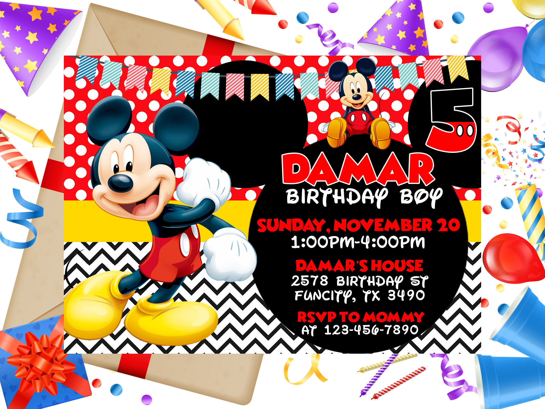 Mickey Mouse Invitation - Mickey Mouse Invite - Mickey Mouse Birthday ...