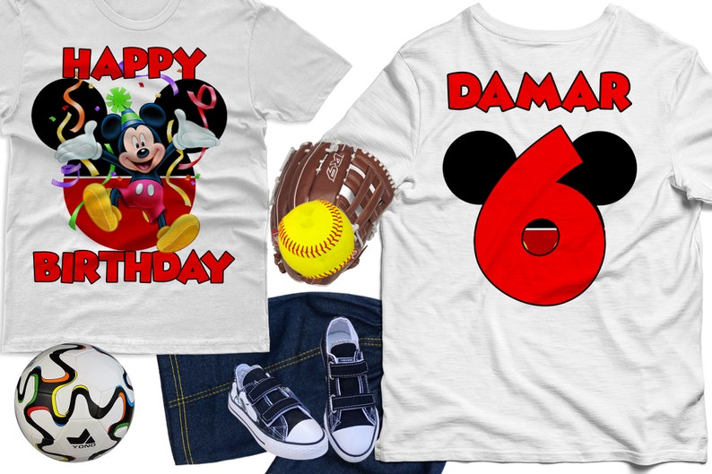 Mickey Mouse Front and Back Iron on Transfer - Mickey Mouse Birthday ...