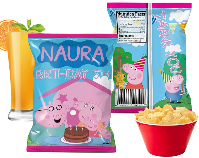 Peppa Pig Birthday Party Bag Label Pack, Peppa Pig Party Labels, Peppa ...