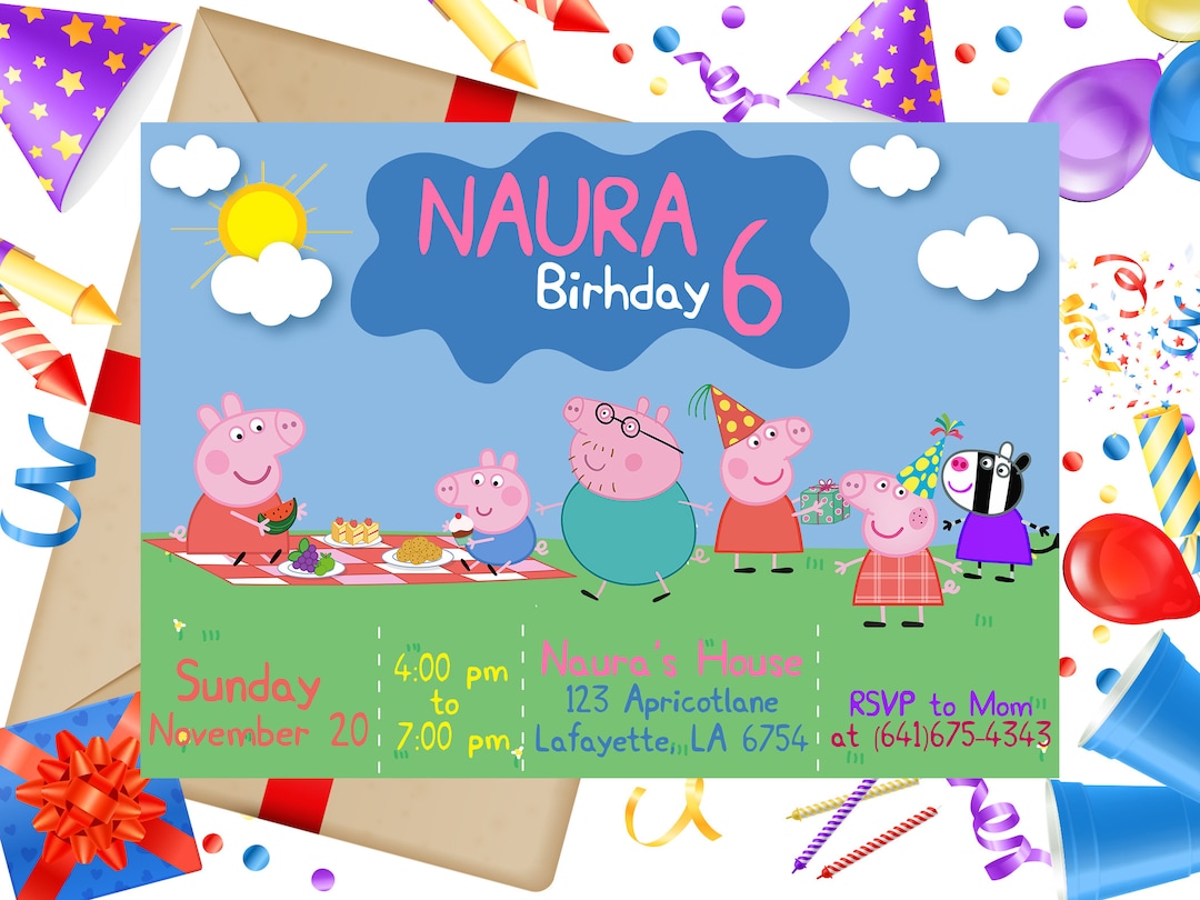 Peppa Pig Invitation - Peppa Pig Invite - Peppa Pig Birthday ...