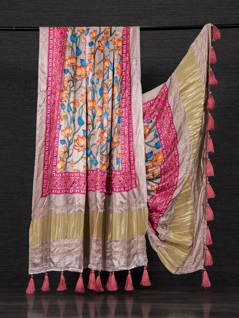 Designer Floral Print Dupatta for Women Gaji Silk Dupatta for - Etsy