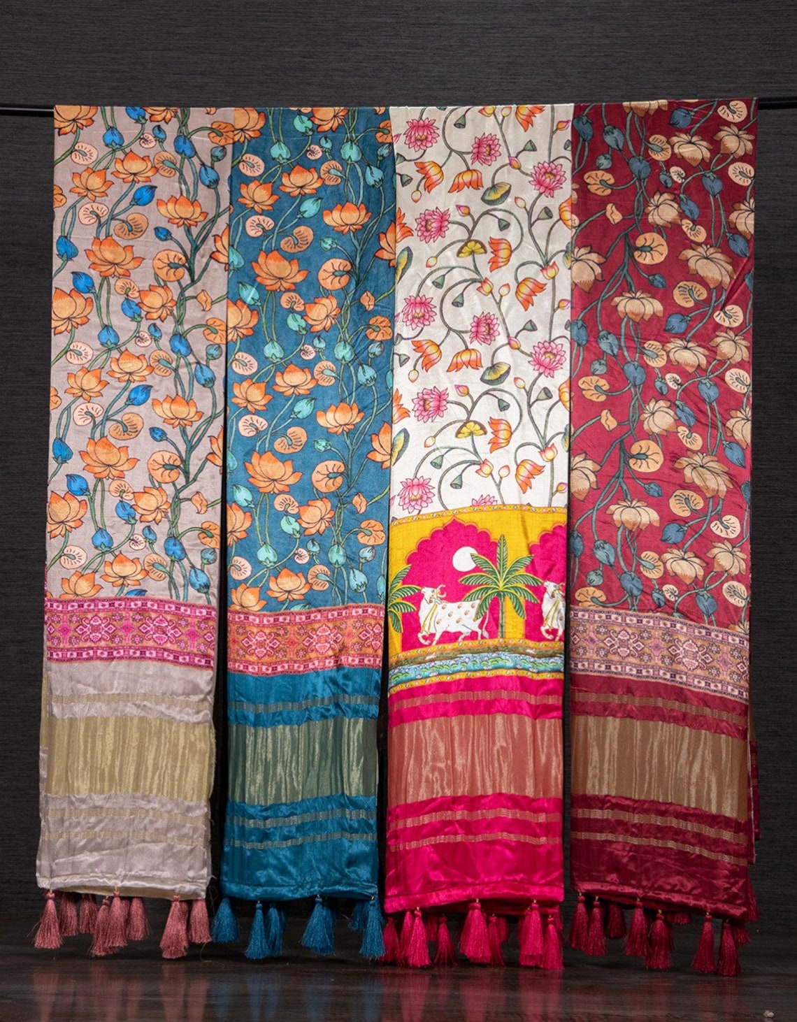 Designer Floral Print Dupatta for Women Gaji Silk Dupatta for - Etsy