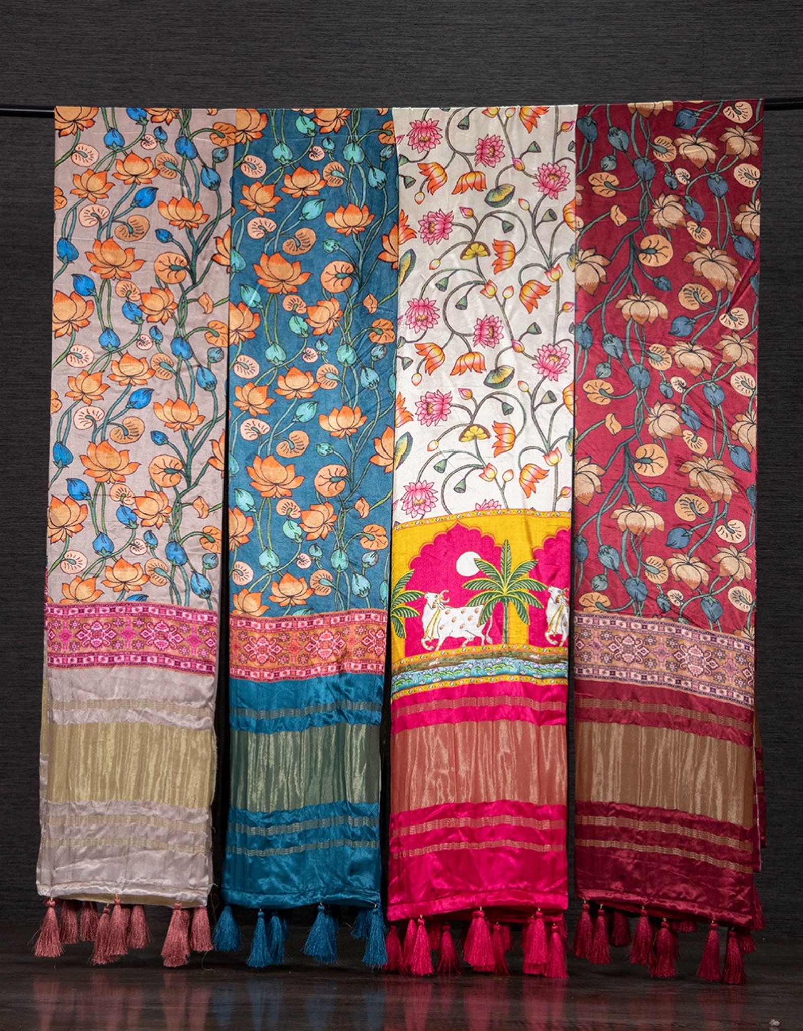 Designer Floral Print Dupatta for Women Gaji Silk Dupatta for - Etsy