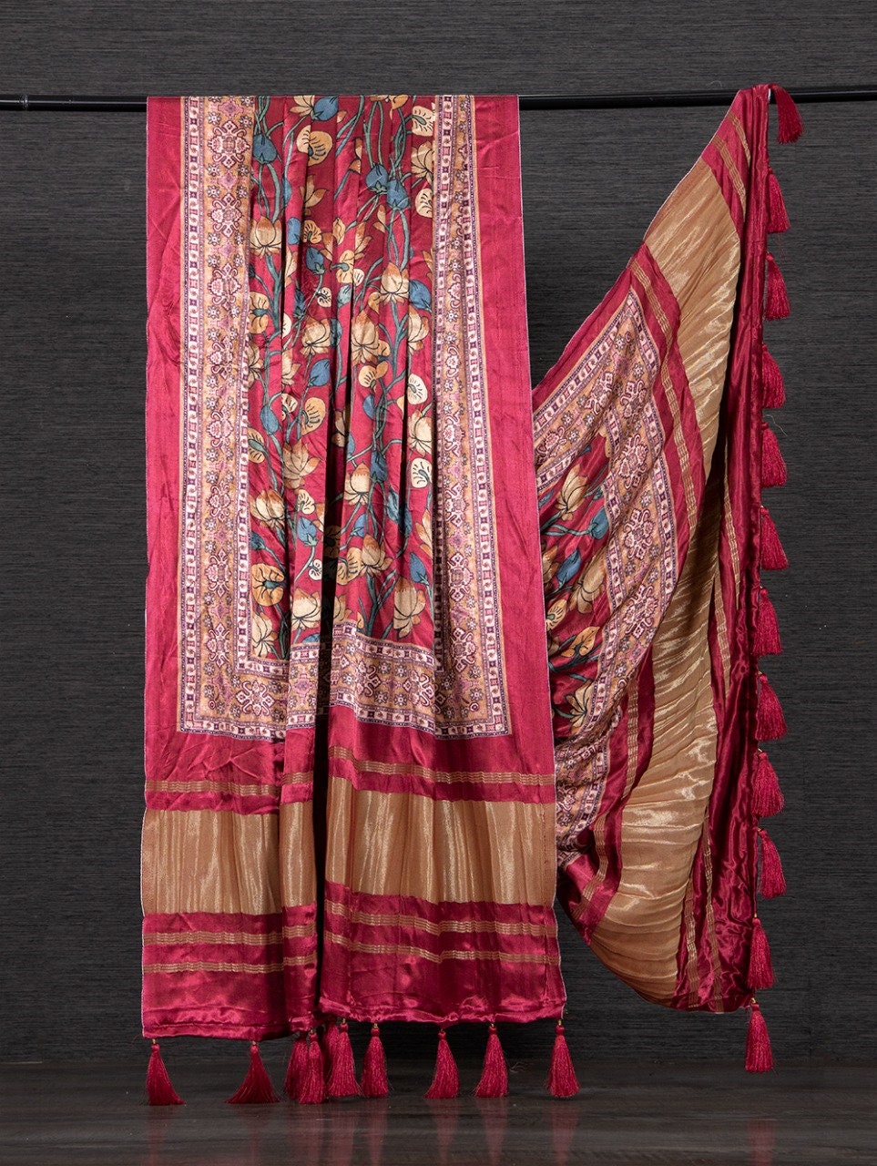 Designer Floral Print Dupatta for Women Gaji Silk Dupatta for - Etsy