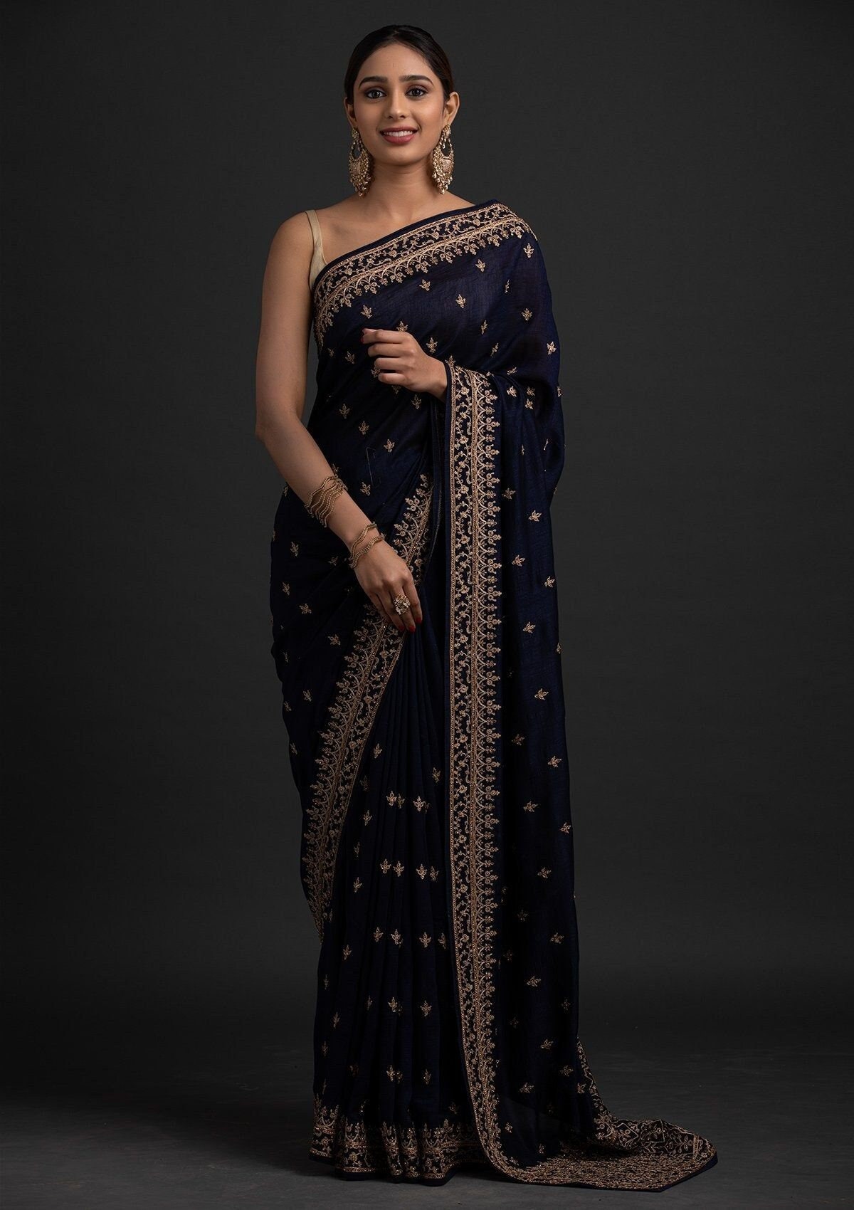 Navy Blue Color Saree