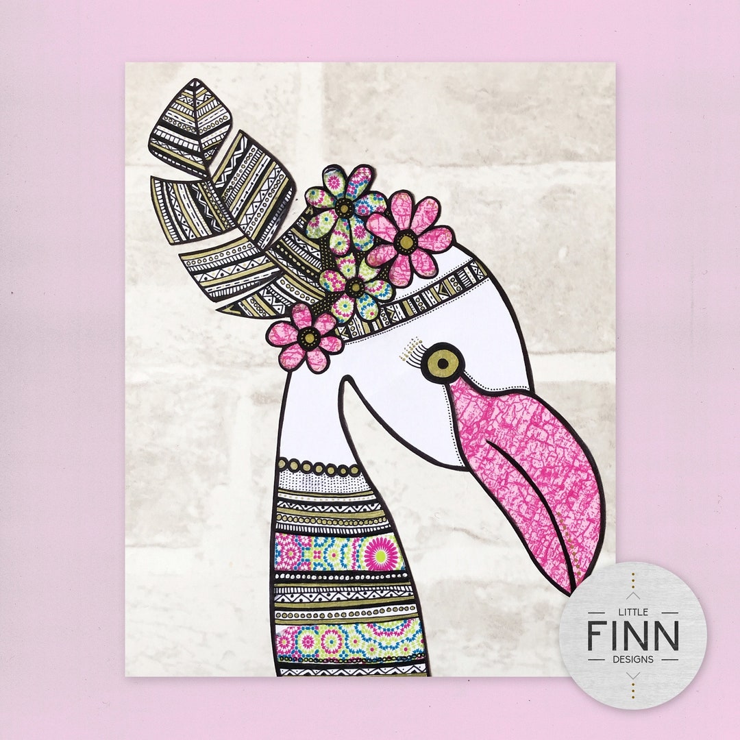 Flossy Flamingo Animals Nursery Print Scandi Decor Jungle - Etsy