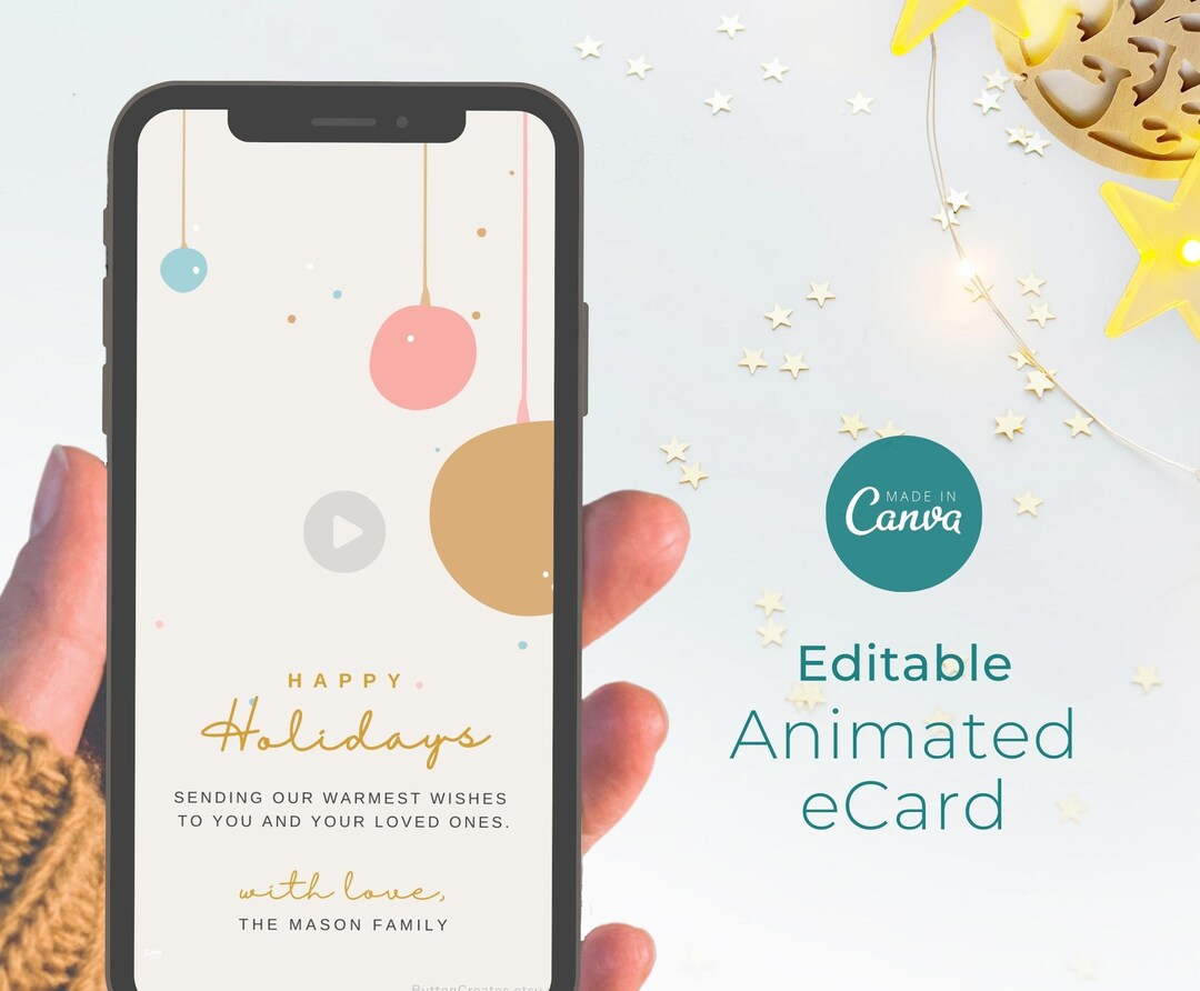 Personalized Animated Christmas Card for Mobile Phone, Editable Holiday ...