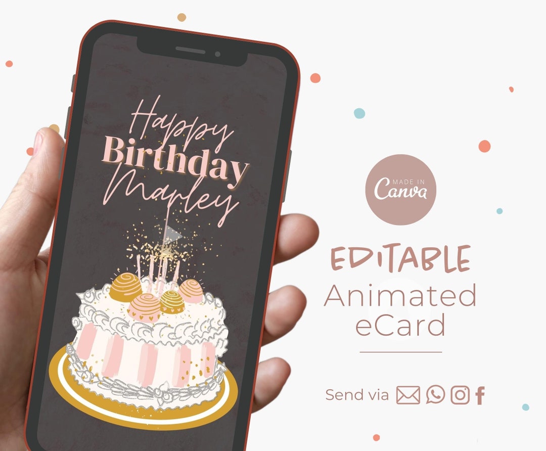 Personalized Animated Birthday Card for Mobile, Editable Video Ecard ...