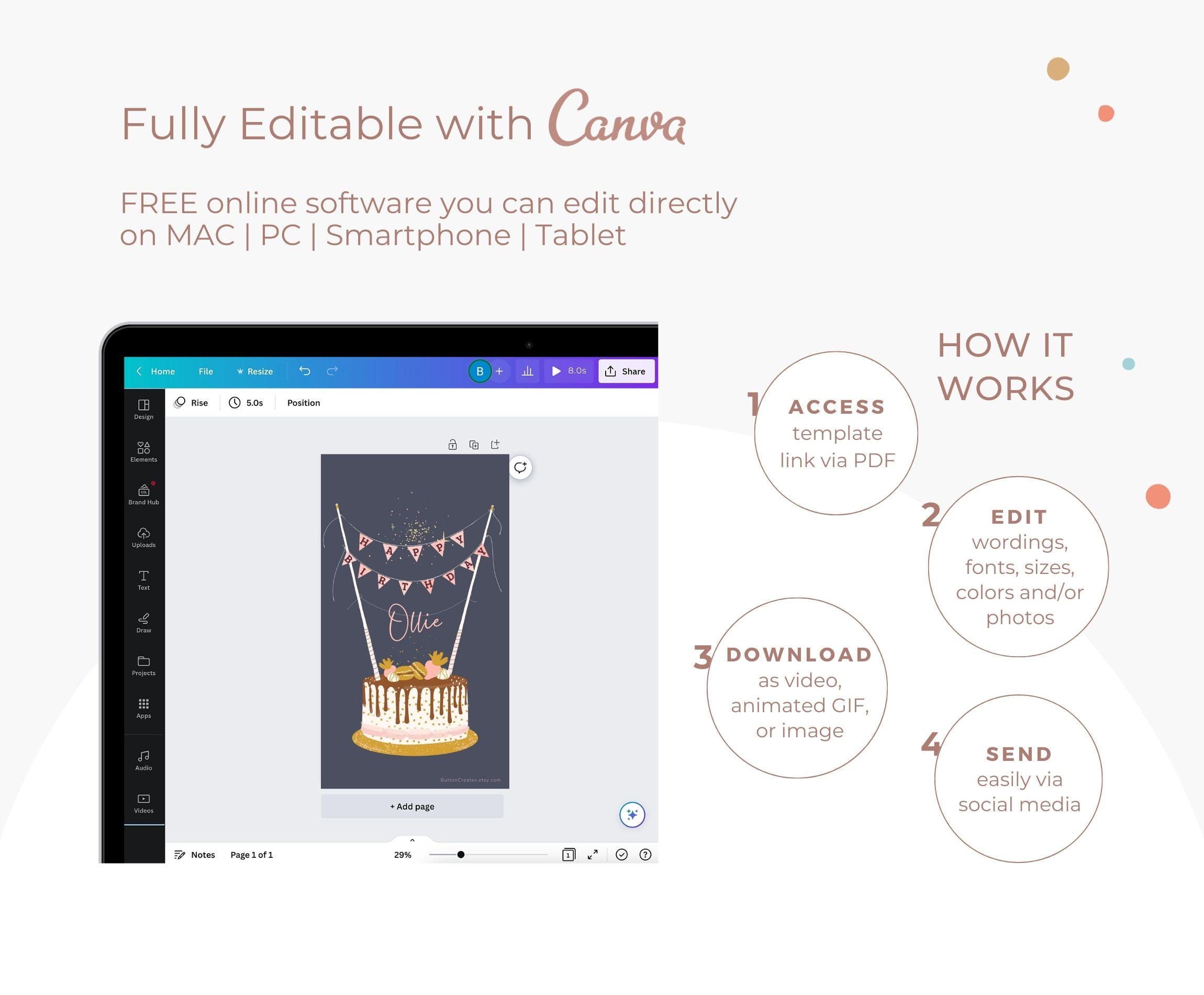 Personalized Animated Birthday Card for Mobile Phone, Editable Digital ...