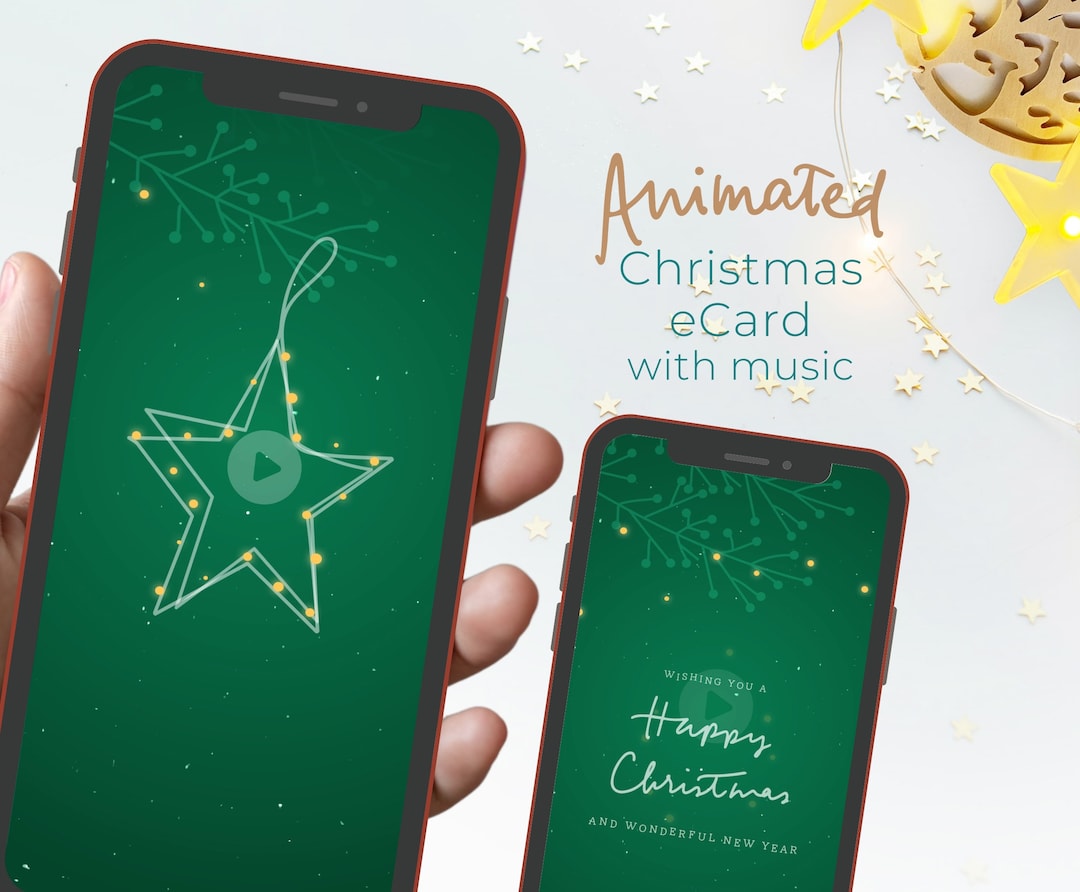 Animated Christmas Card With Music, Digital Christmas Star Video Ecard ...