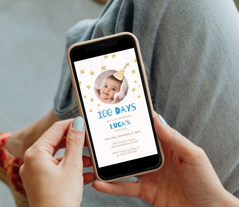 Baby 100 Days Birthday Invite Template, Editable Birthday Video ...