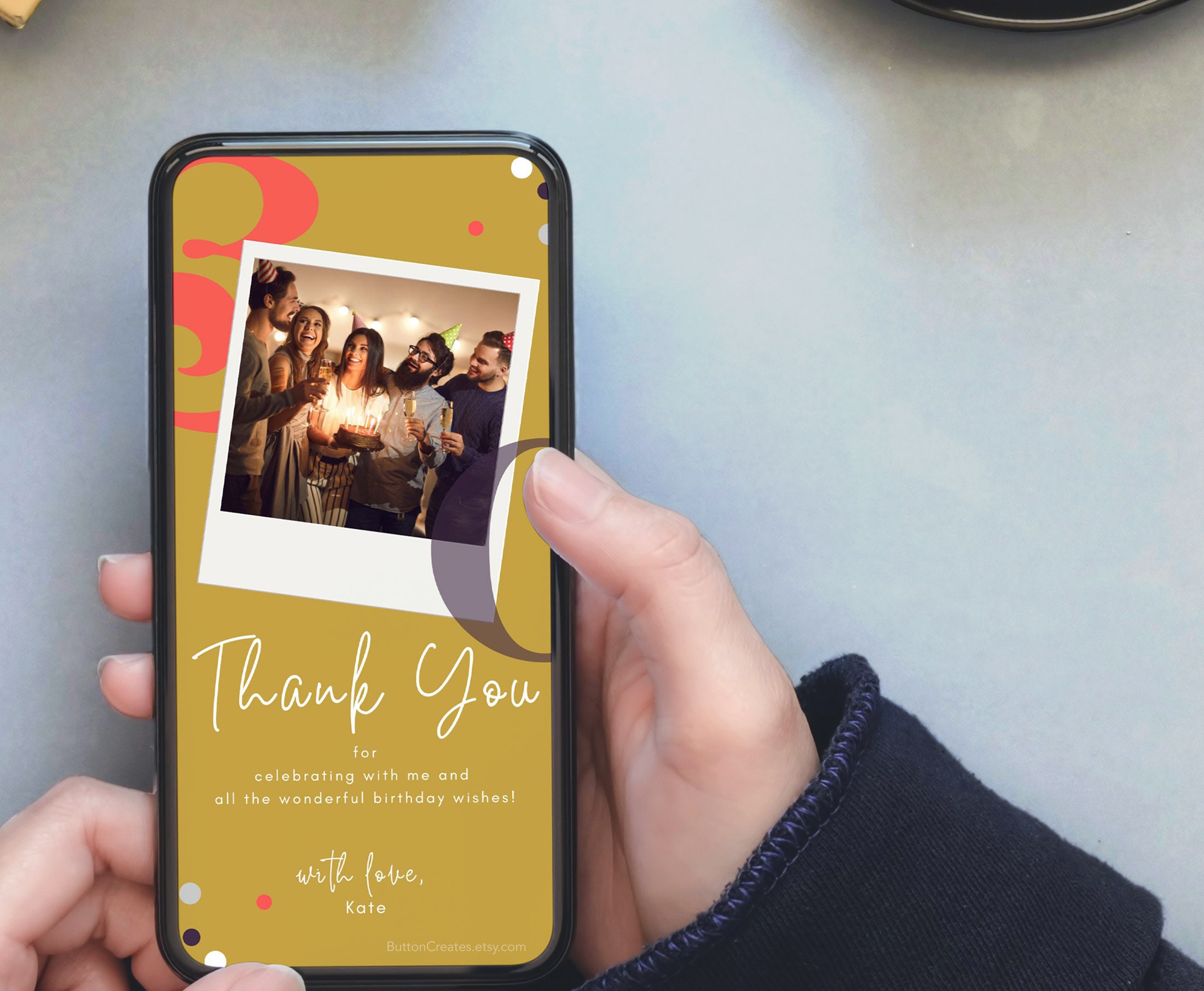 Editable Birthday Thank You Ecard, Digital Thank You Card With Photo ...