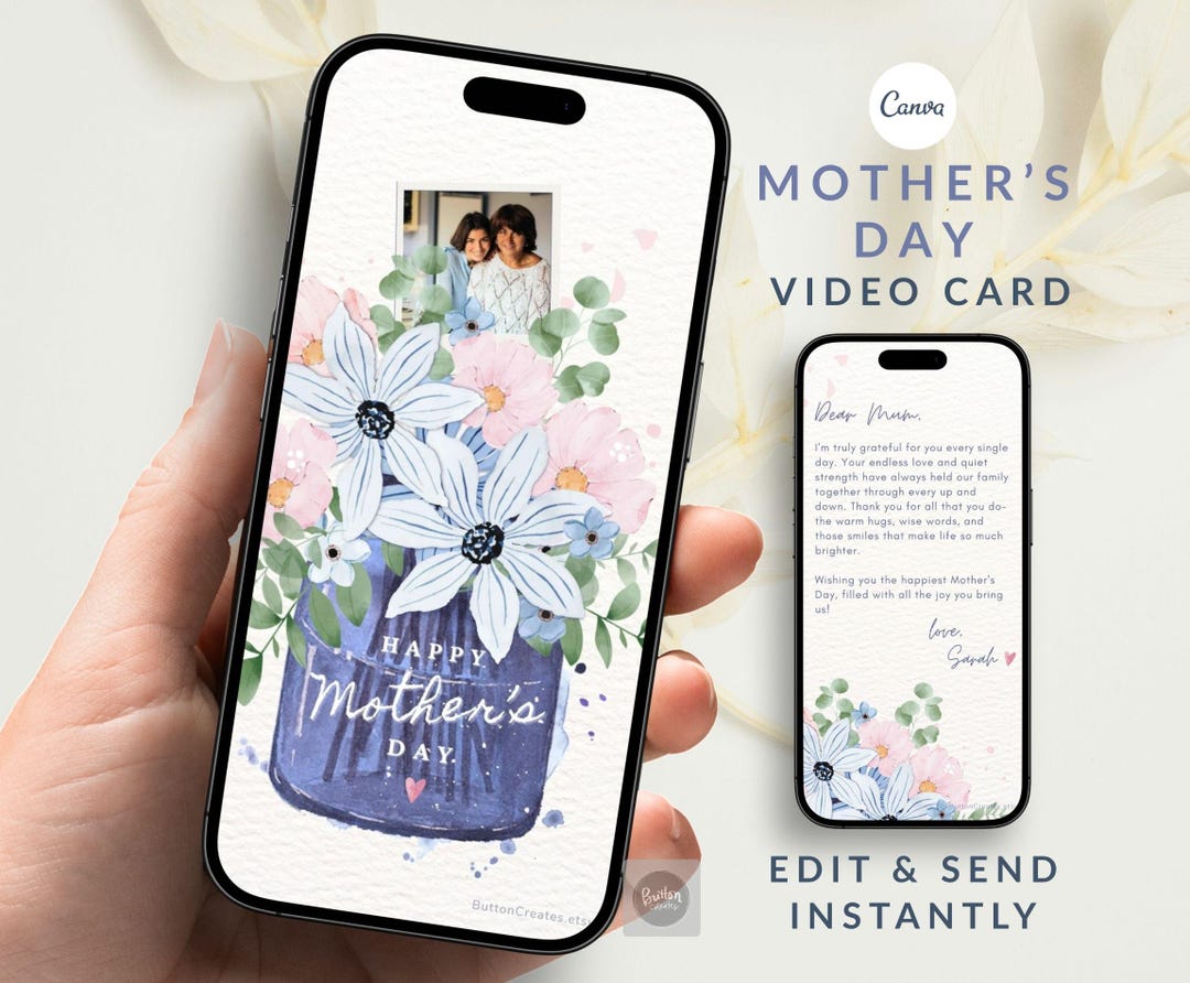 Animated Mother's Day Floral Card, Personalized Photo Digital Gift for ...