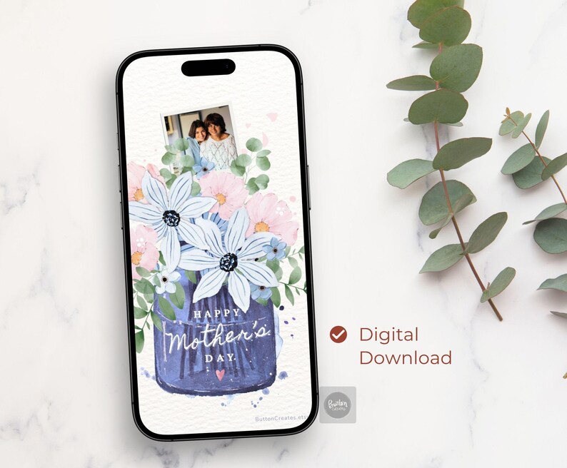 Animated Mother's Day Floral Card, Personalized Photo Digital Gift for ...