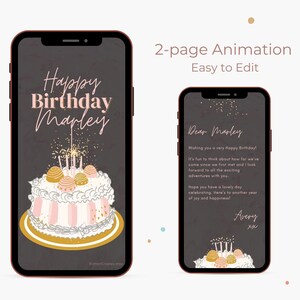 Personalized Animated Birthday Card for Mobile, Editable Video Ecard ...