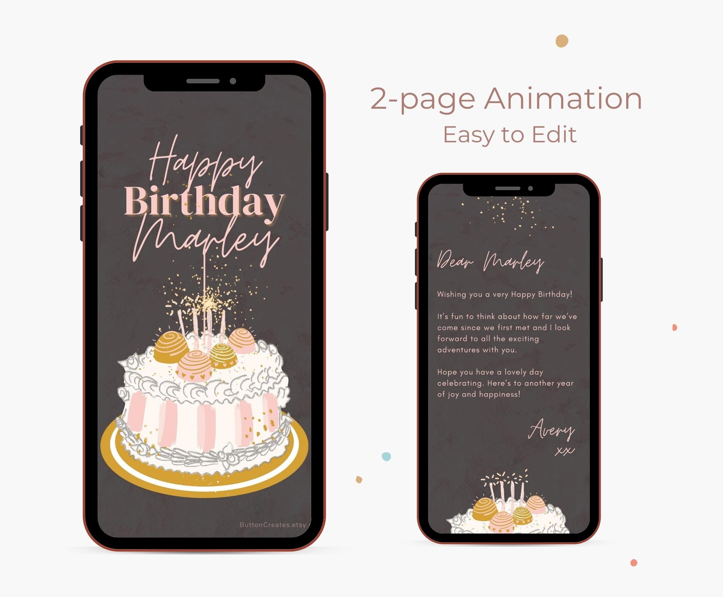 Personalized Animated Birthday Card for Mobile Phone, Editable Birthday ...