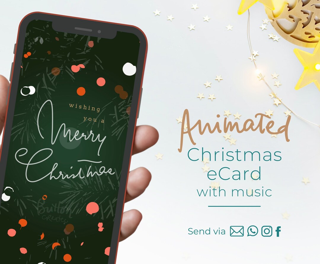 Animated Merry Christmas Card for Mobile Phone, Digital Christmas Ecard ...