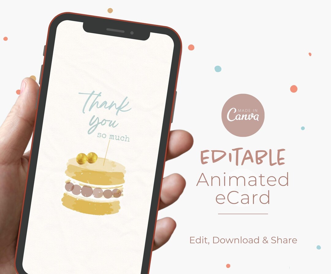 Animated Thank You Card for Mobile Phone, Editable Thank You so Much ...