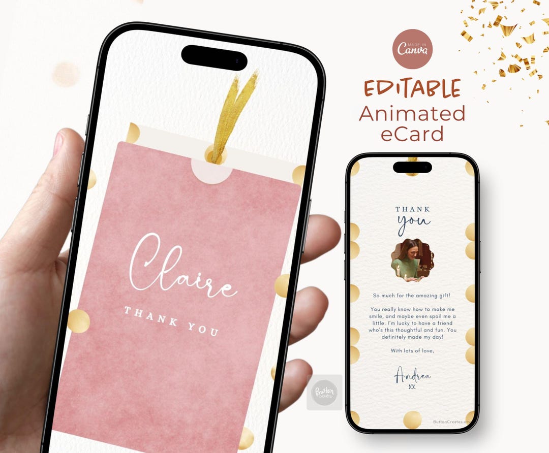 Animated Thank You Card for Mobile, Custom Saying Thanks Photo Video ...