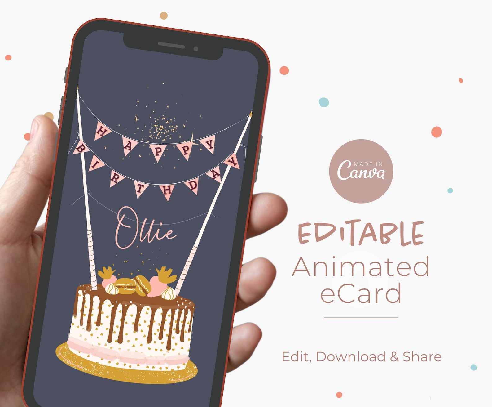Personalized Animated Birthday Card for Mobile Phone, Editable Digital ...