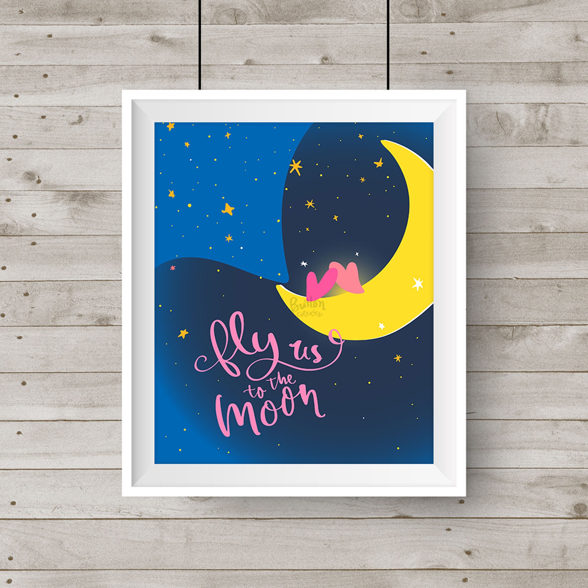 DIGITAL INSTANT DOWNLOAD - Fly Me to the Moon Print, Valentine's Day ...