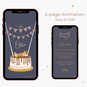 Personalized Animated Birthday Card for Mobile Phone, Editable Digital ...