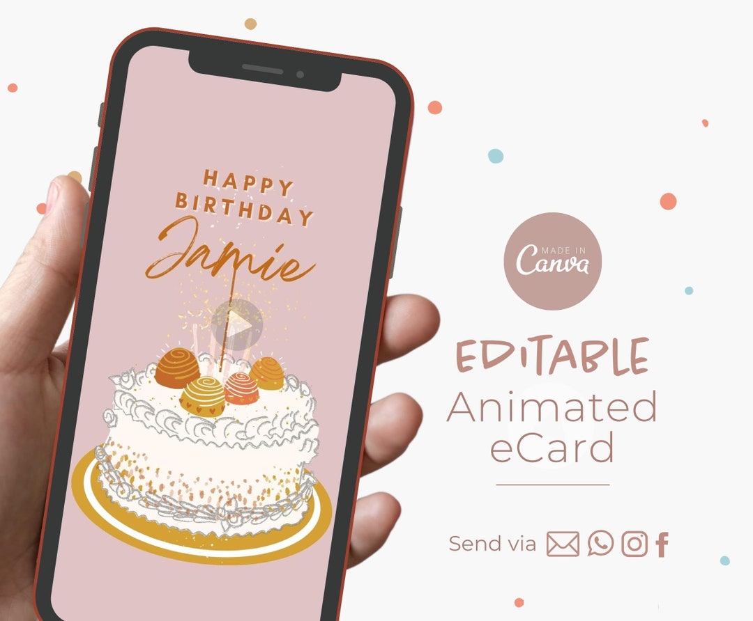 Personalized Animated Birthday Card for Mobile Phone, Editable Birthday ...