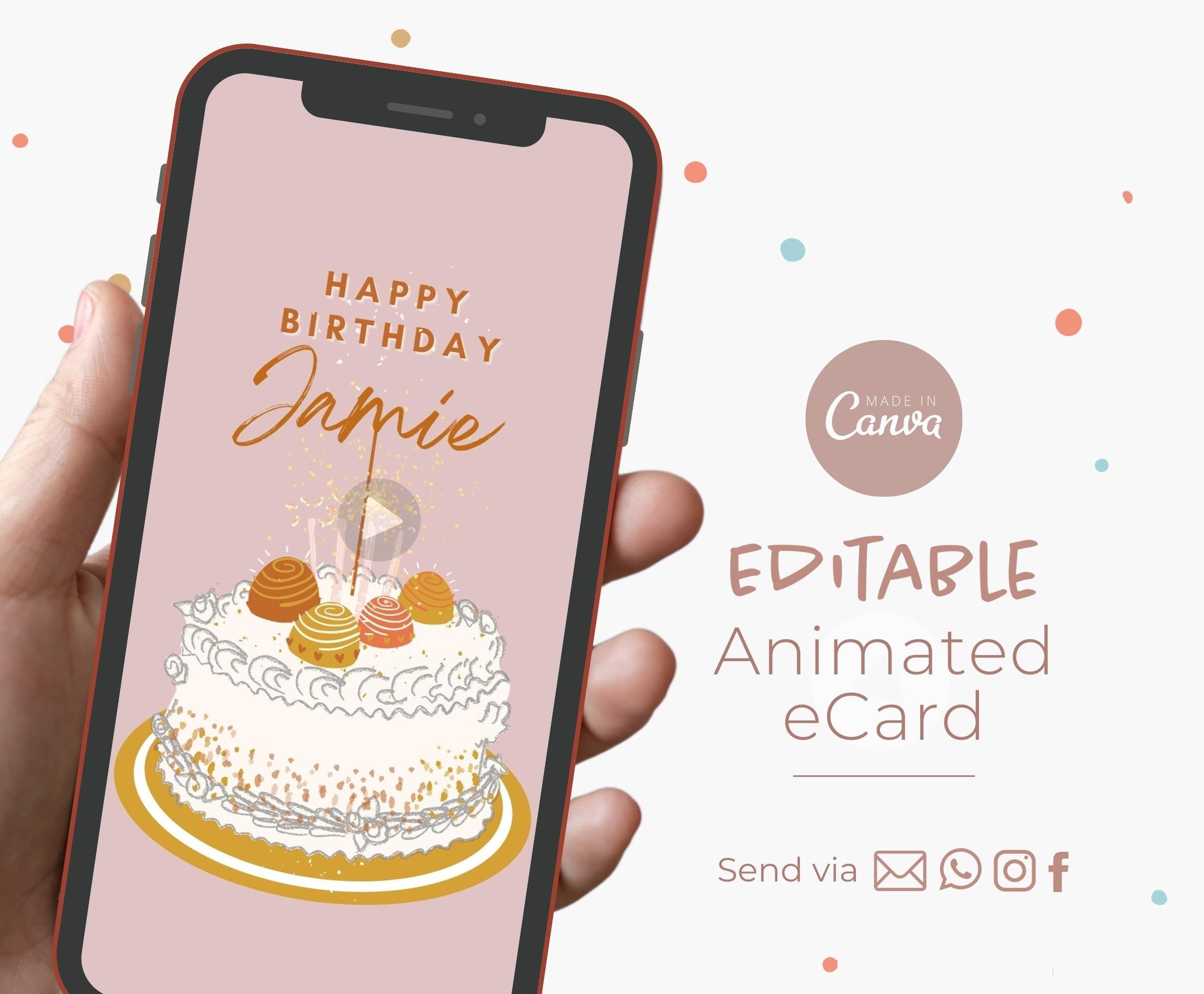 Personalized Animated Birthday Card for Mobile Phone Editable - Etsy