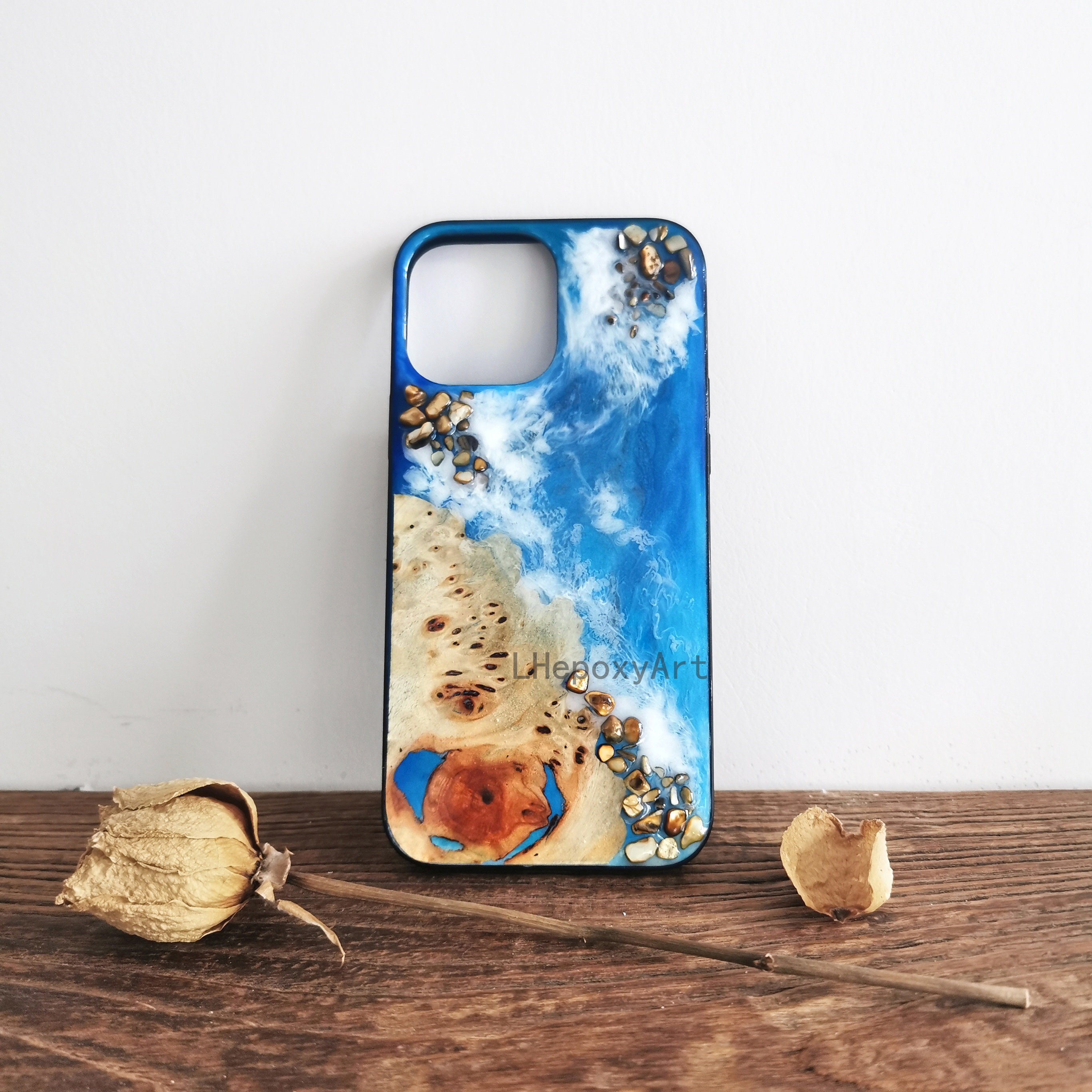 Wood Stone Blue Resin Ocean Wave Phone Case for Iphone13promax - Etsy