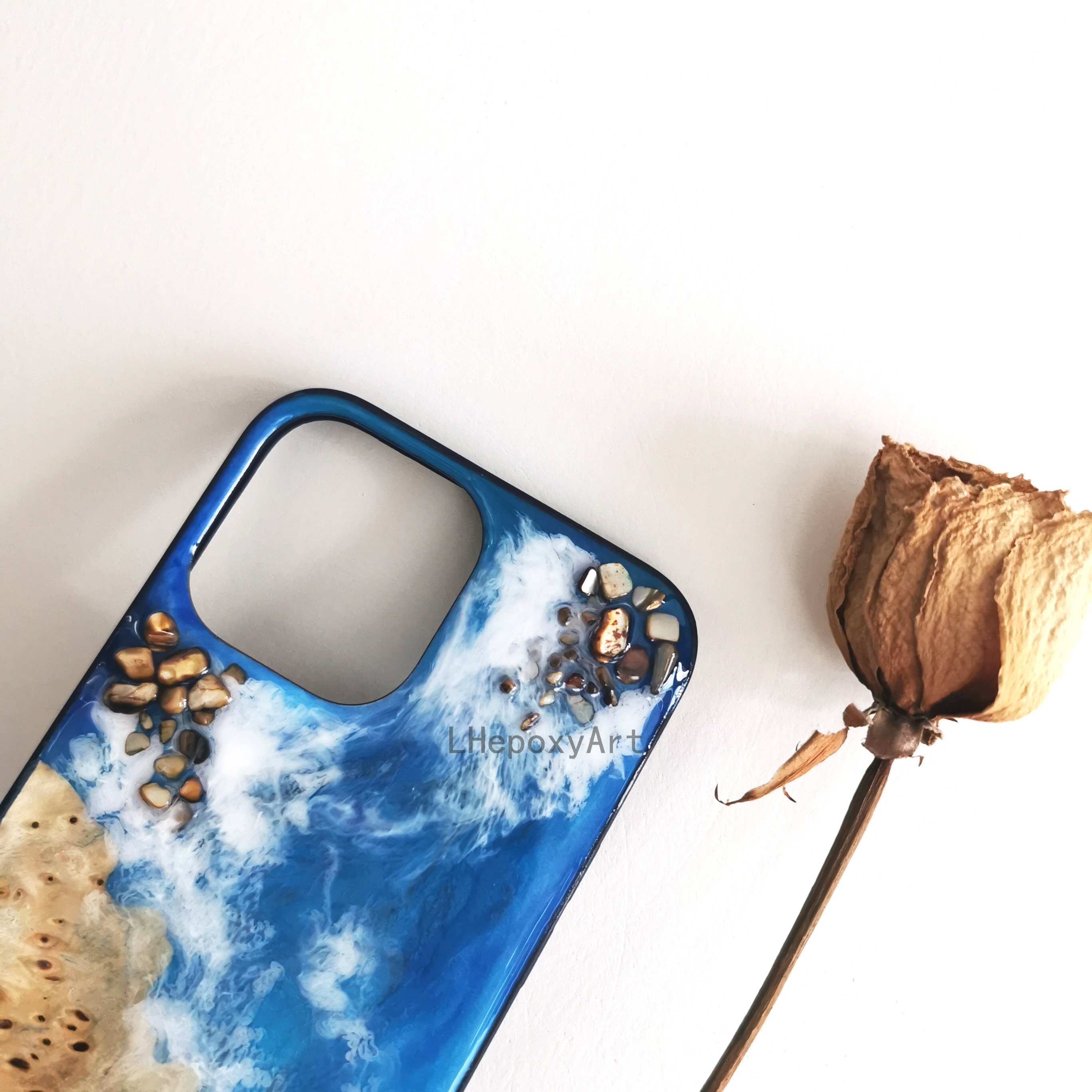 Wood Stone Blue Resin Ocean Wave Phone Case for Iphone13promax - Etsy