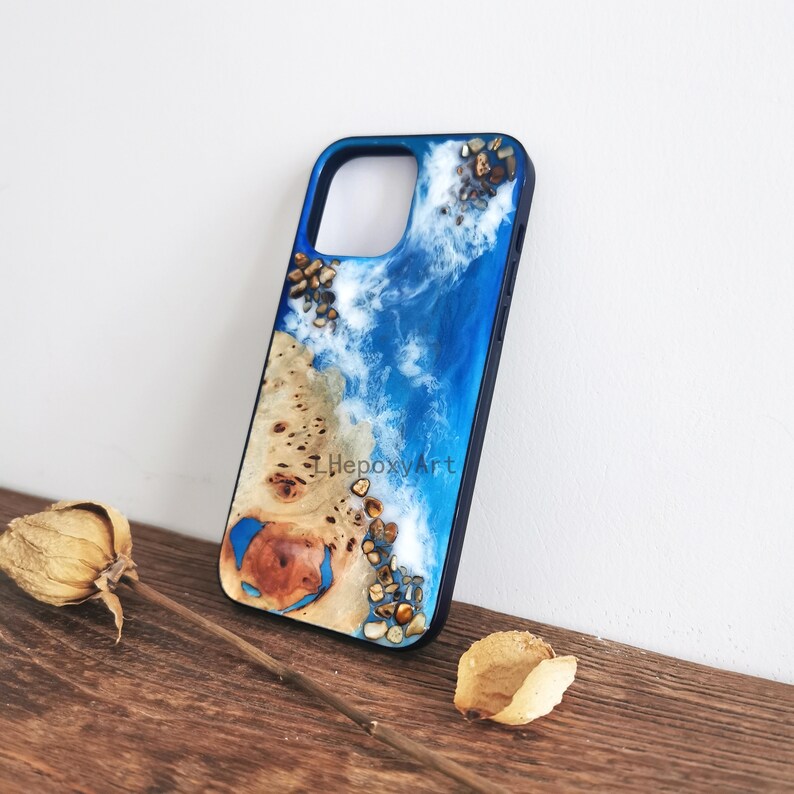 Wood Stone Blue Resin Ocean Wave Phone Case for Iphone13promax - Etsy