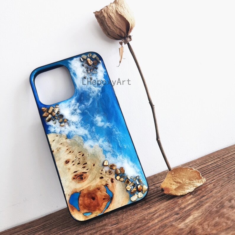 Wood Stone Blue Resin Ocean Wave Phone Case for Iphone13promax - Etsy