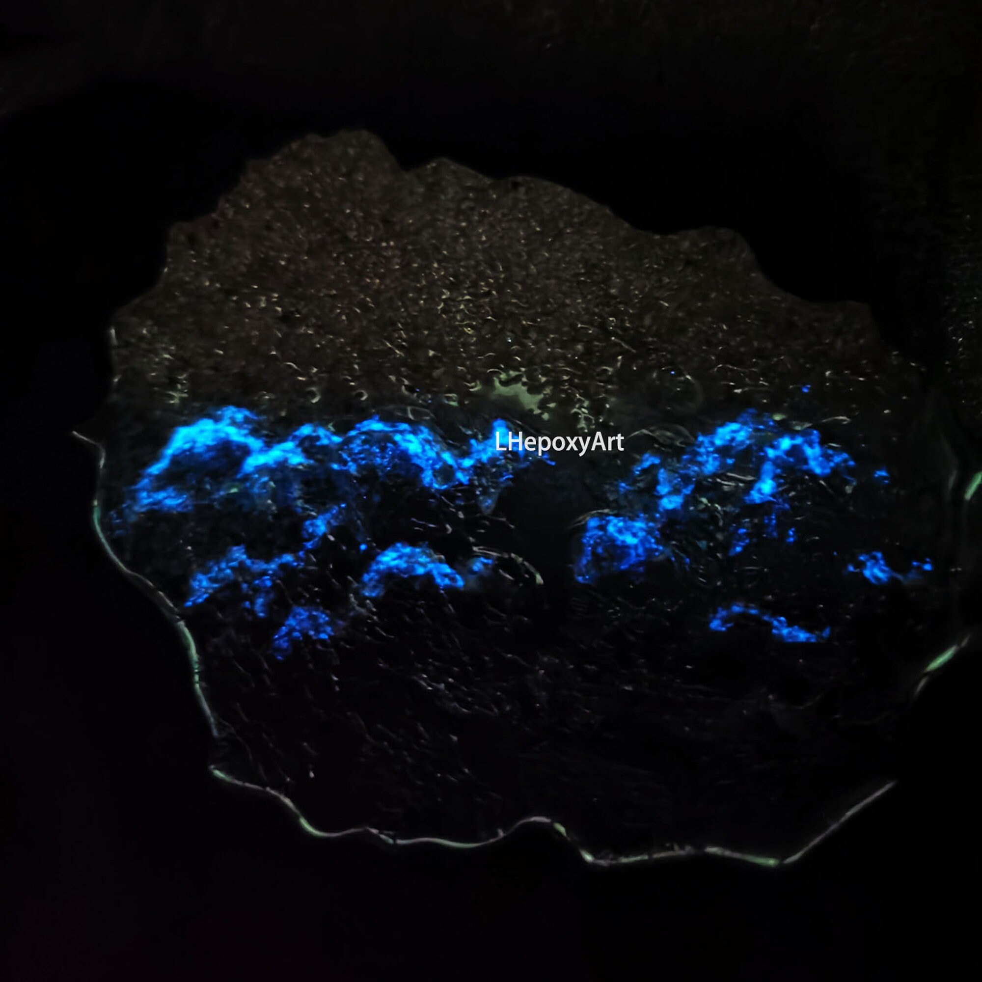Handmade Diorama Glow-in-the-dark Beach Blue Ocean Resin Coaster Set ...