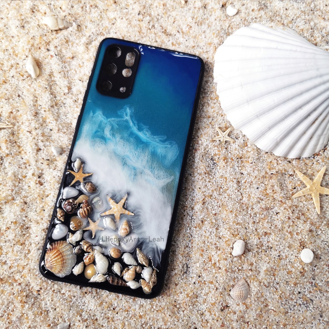 Handmade Shell Starfish Sea Waves Resin Ocean Phone Case, Iphone ...