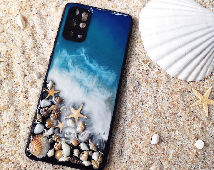 Handmade Shell Starfish Sea Waves Resin Ocean Phone Case, Iphone ...
