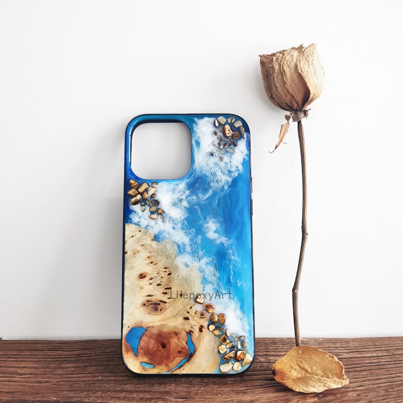 Wood Stone Blue Resin Ocean Wave Phone Case for Iphone13promax - Etsy