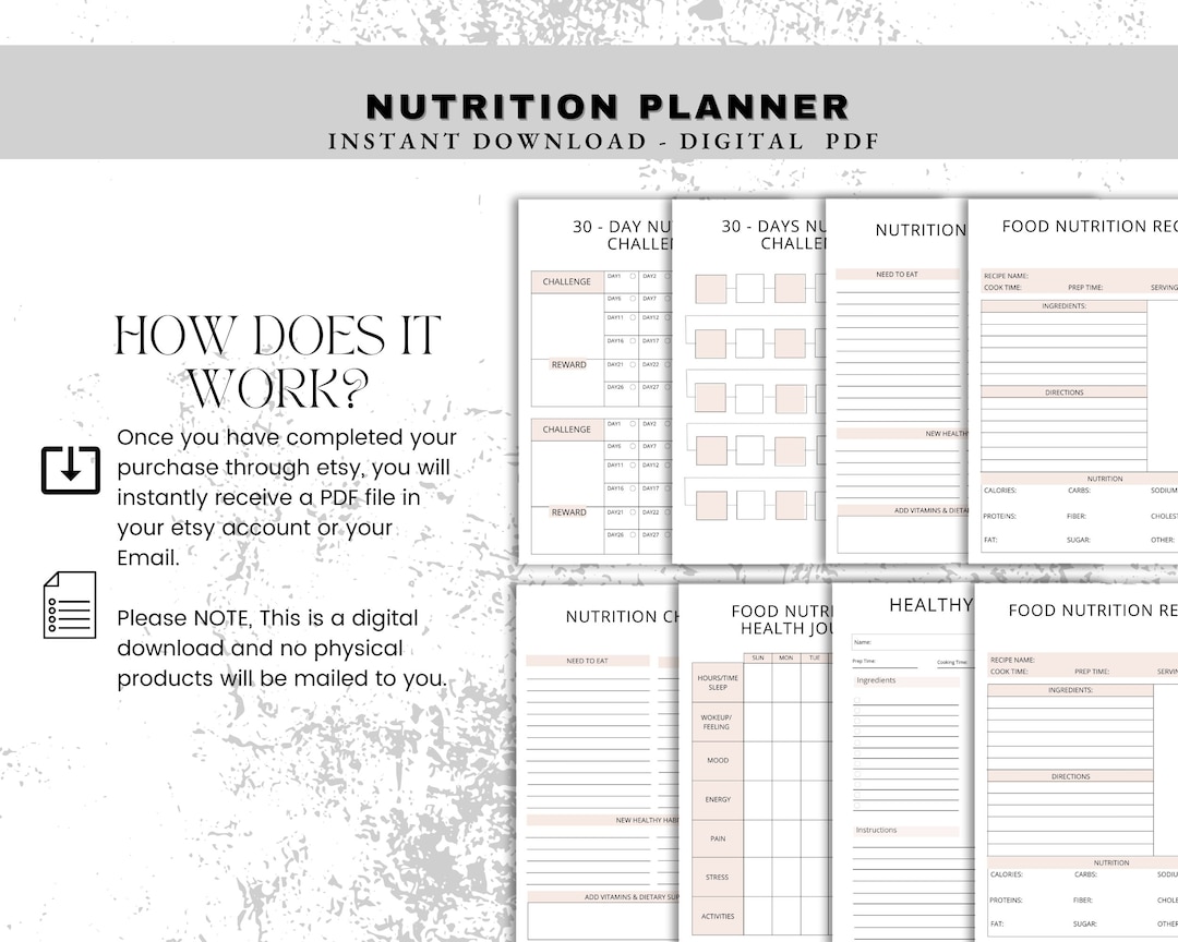 Nutrition Planner, Meal Tracker, Printable Workout Tracker, BUNDLE ...