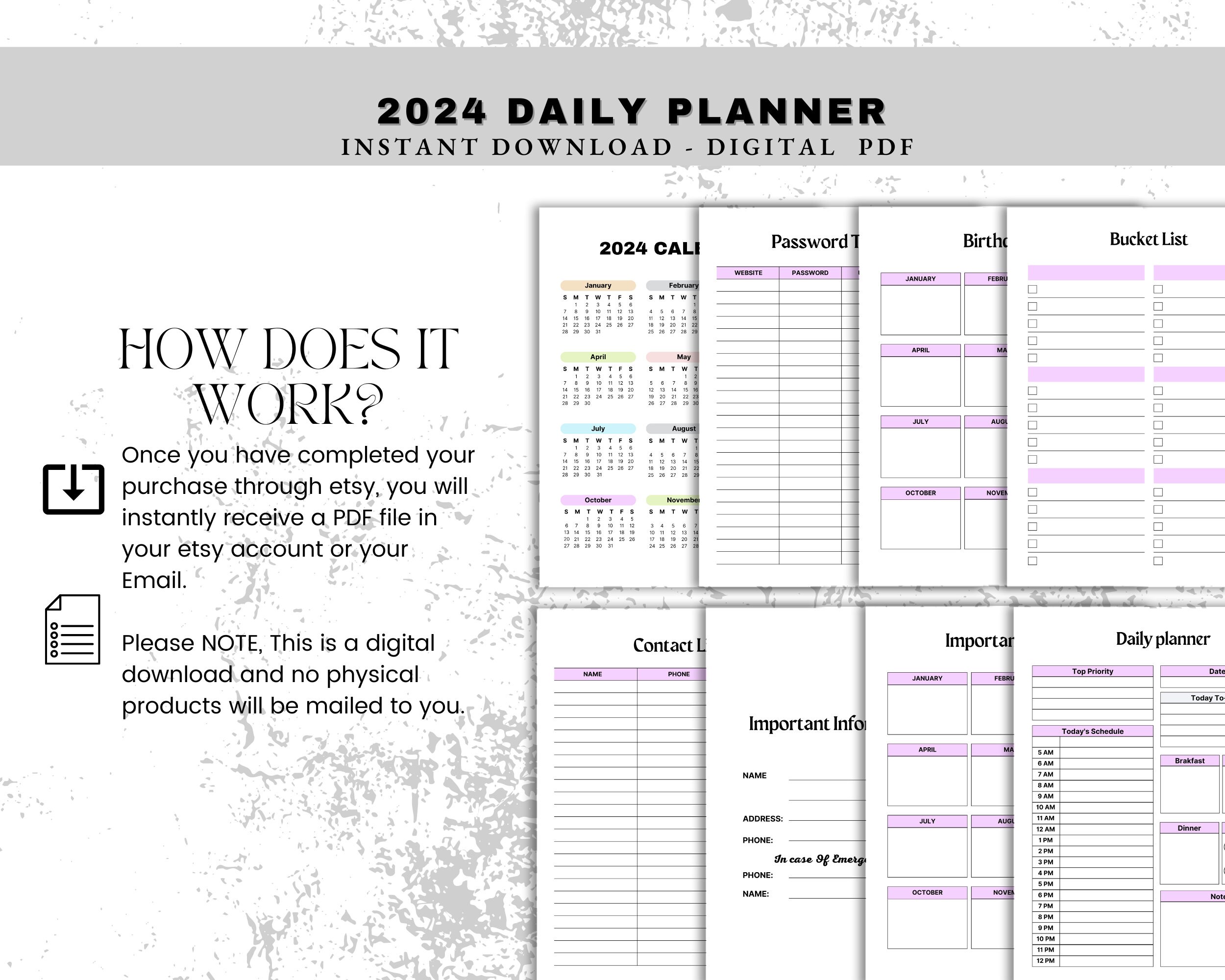 Printable Daily Planner Bundle, Daily, Weekly, Monthly, Quarterly ...
