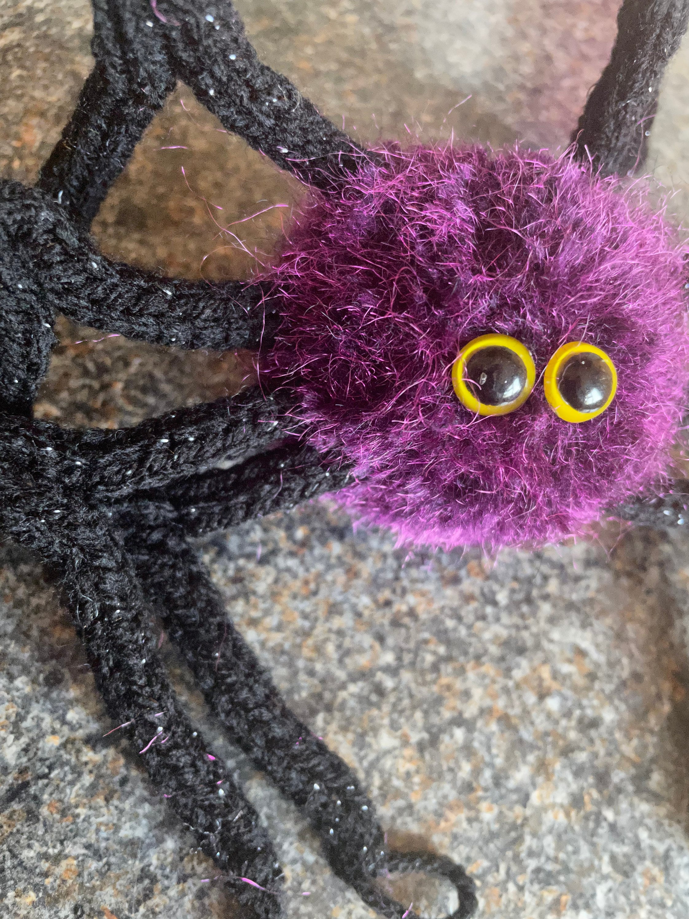 Purple Sparkle Knitted Spider Pom Pom Plush Fluffy Wool | Etsy