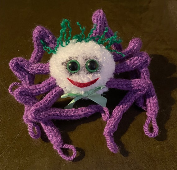 Joker Spider Knitted 2008 Dark Fan Art Knight Cutey Crawley Pom Pom Plush Clown Decoration Etsy