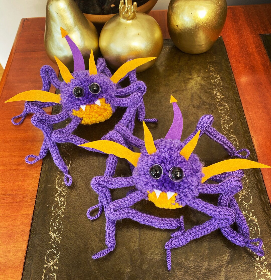 Spyro the Dragon Fan Art Knitted Pom Pom Spider Cutey Crawly Decoration ...