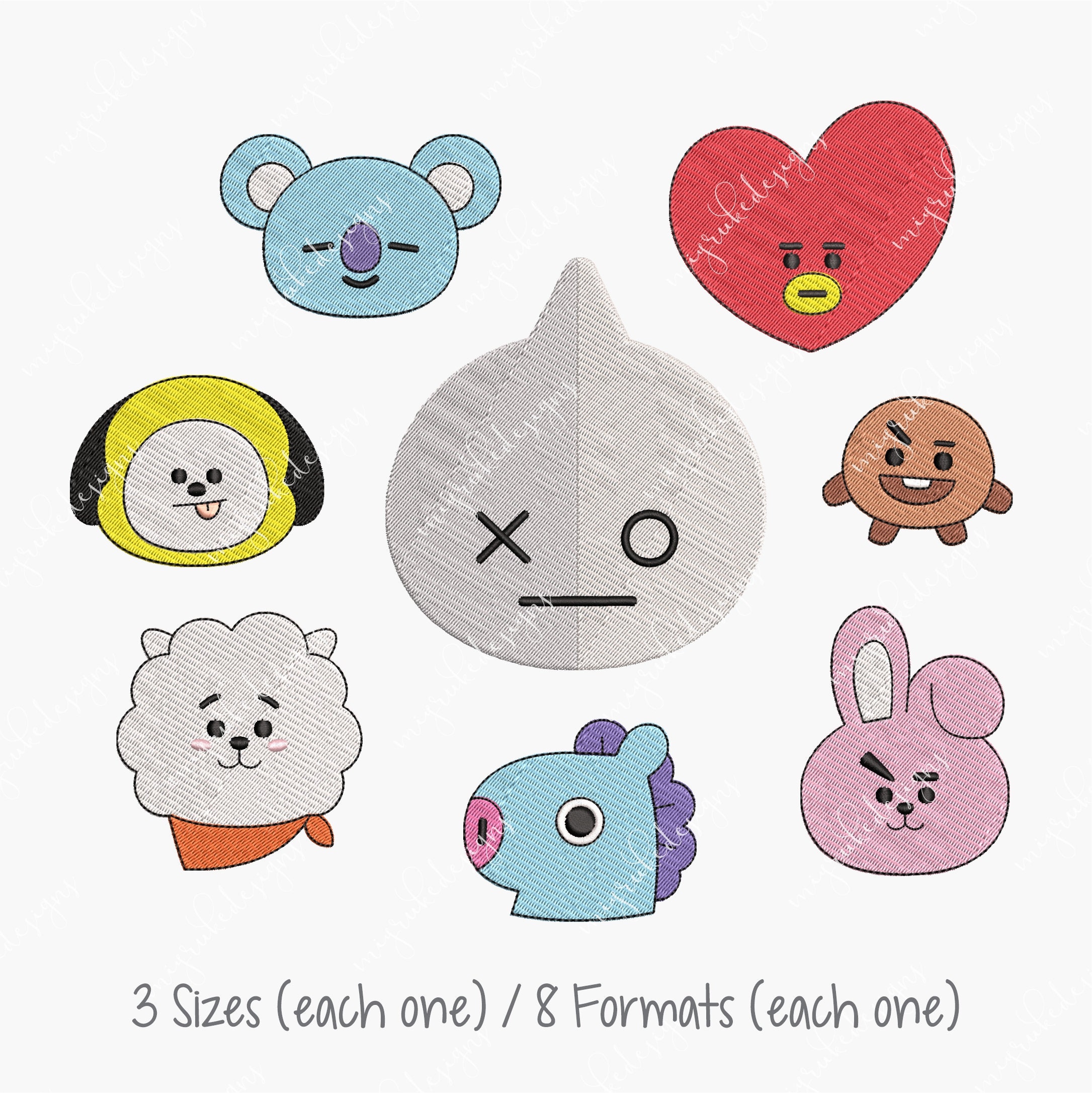 BT21 Characters Pack III BTS Machine Embroidery Design | Etsy